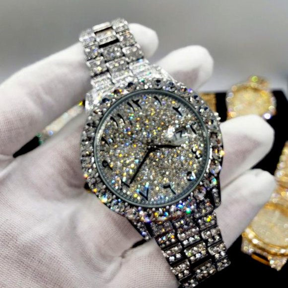L.J Diamonds | Jewelry | Flooded White Gold Plated Arabic Numerals ...